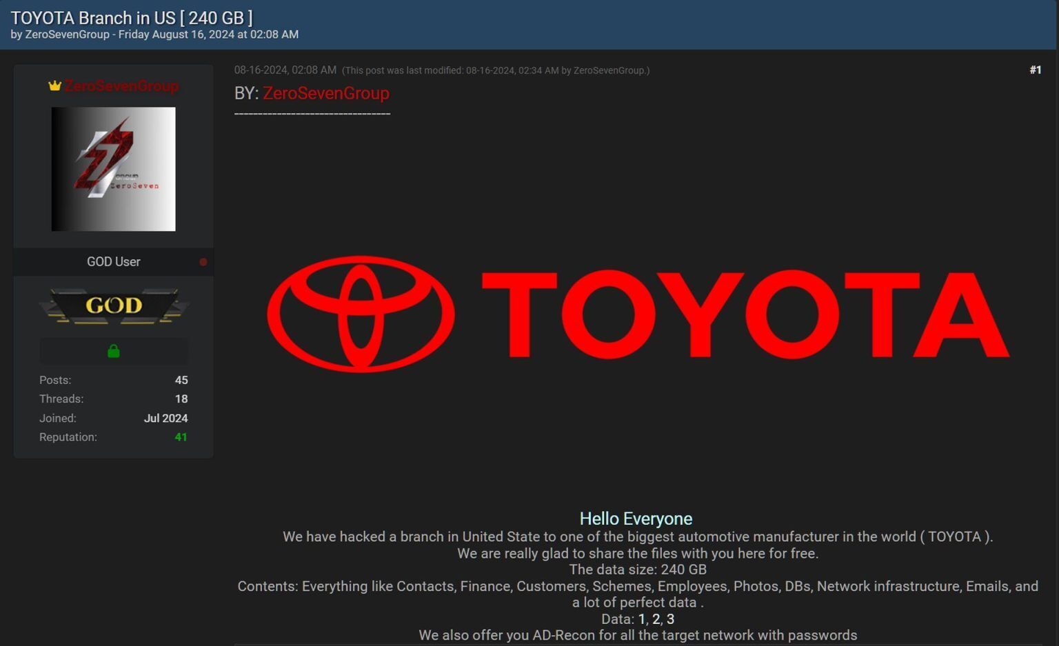 Toyota Data Breach Leaks 240GB Of Sensitive Data - Dataconomy